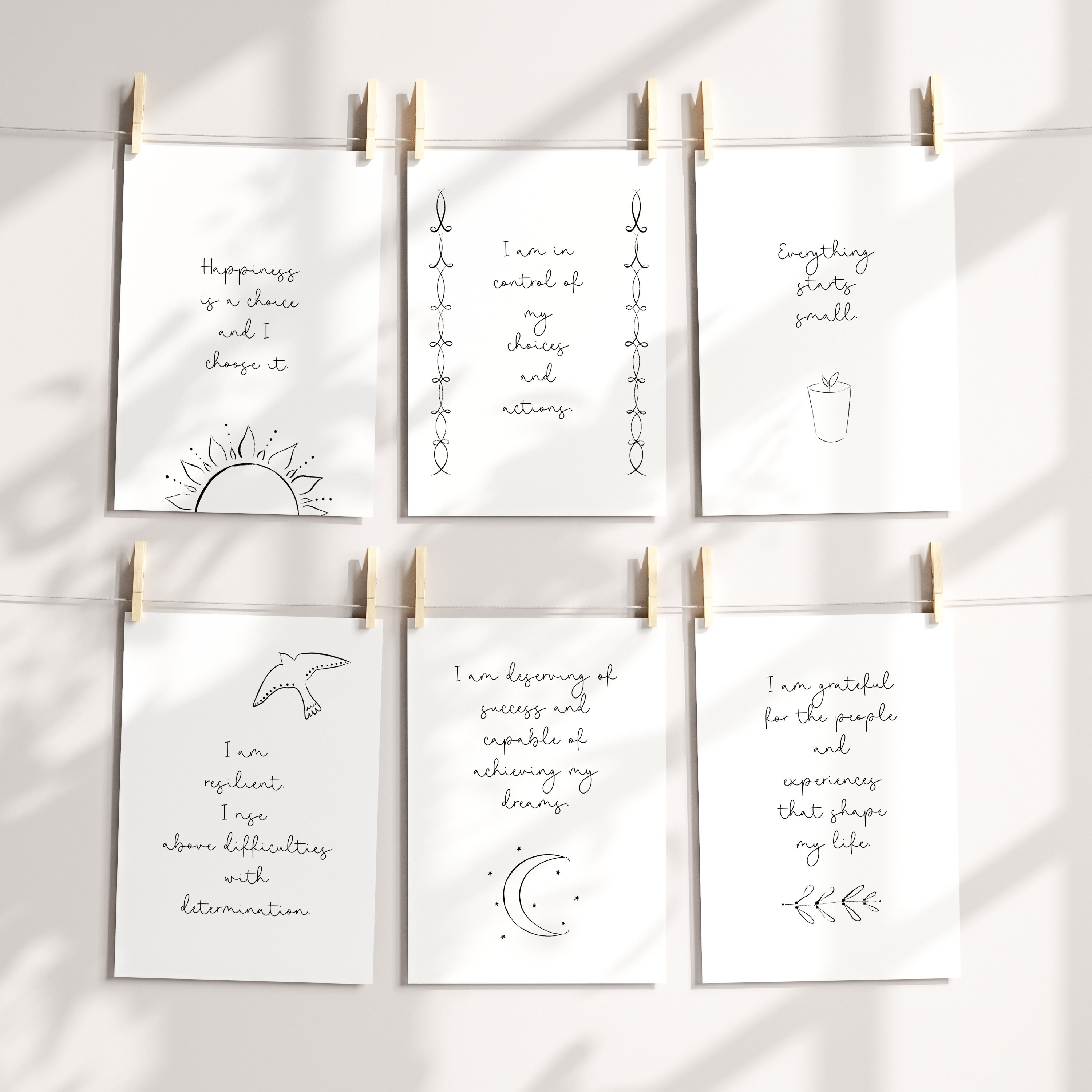 Affirmation Poster Set Affirmative Cards Affirmative Gift Printable ...