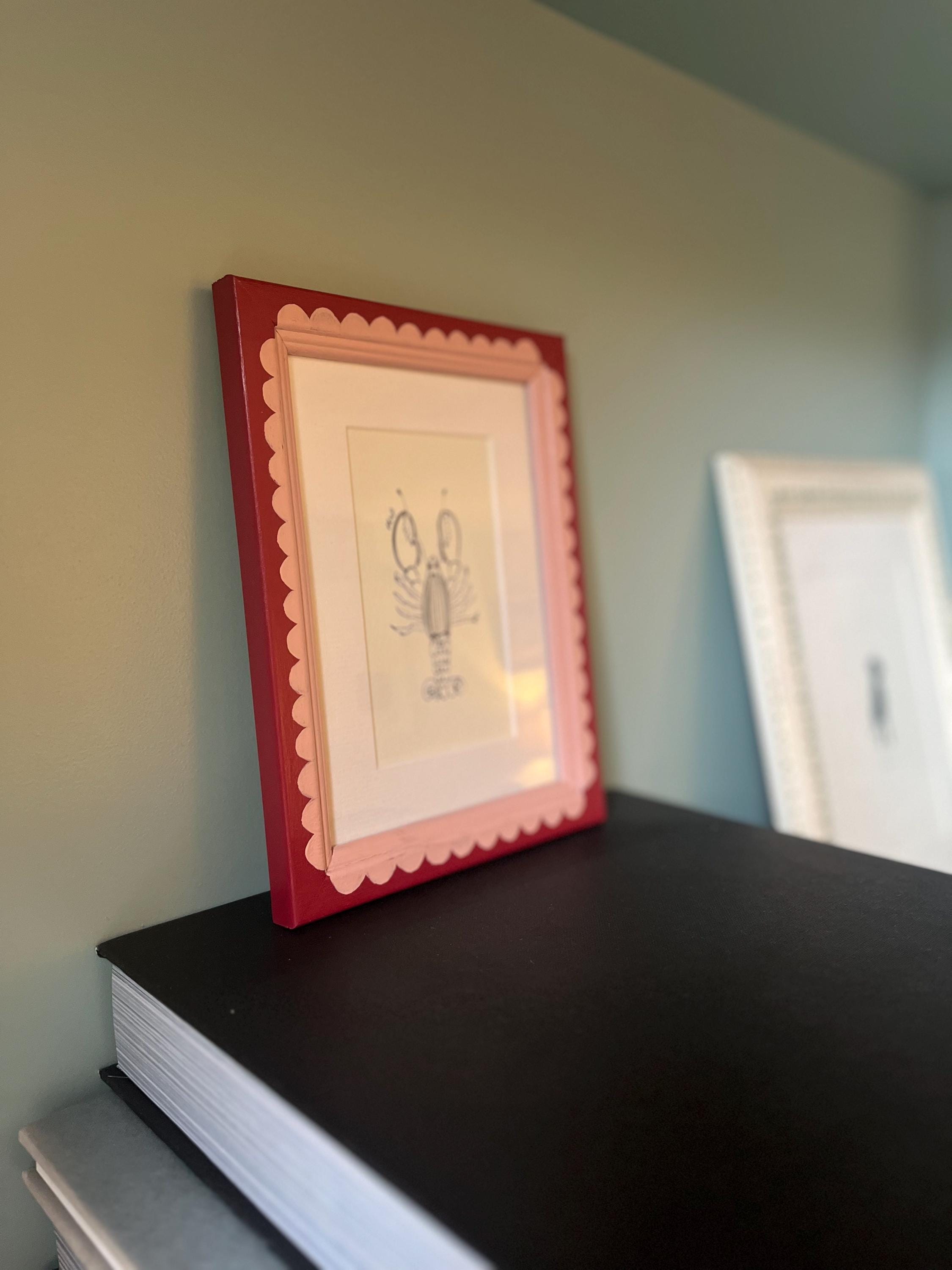 Hand-painted Scalloped Picture Frame: Lobster Art Print - Etsy