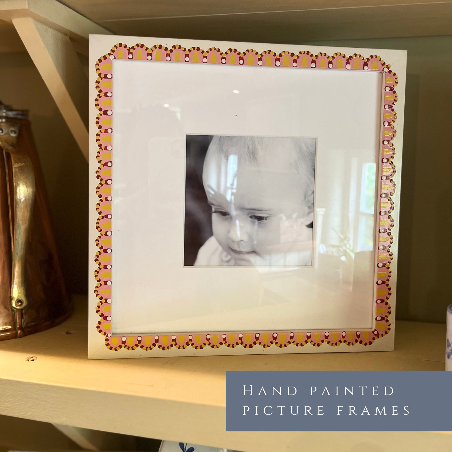 Hand Painted Photo Frame Square Photo Frame Decorated Photo Frame Decorative Photo Frame Wedding ...