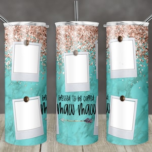 20 Oz Skinny Tumbler Picture Frame Marble Glitter Blessed Maw Maw ...