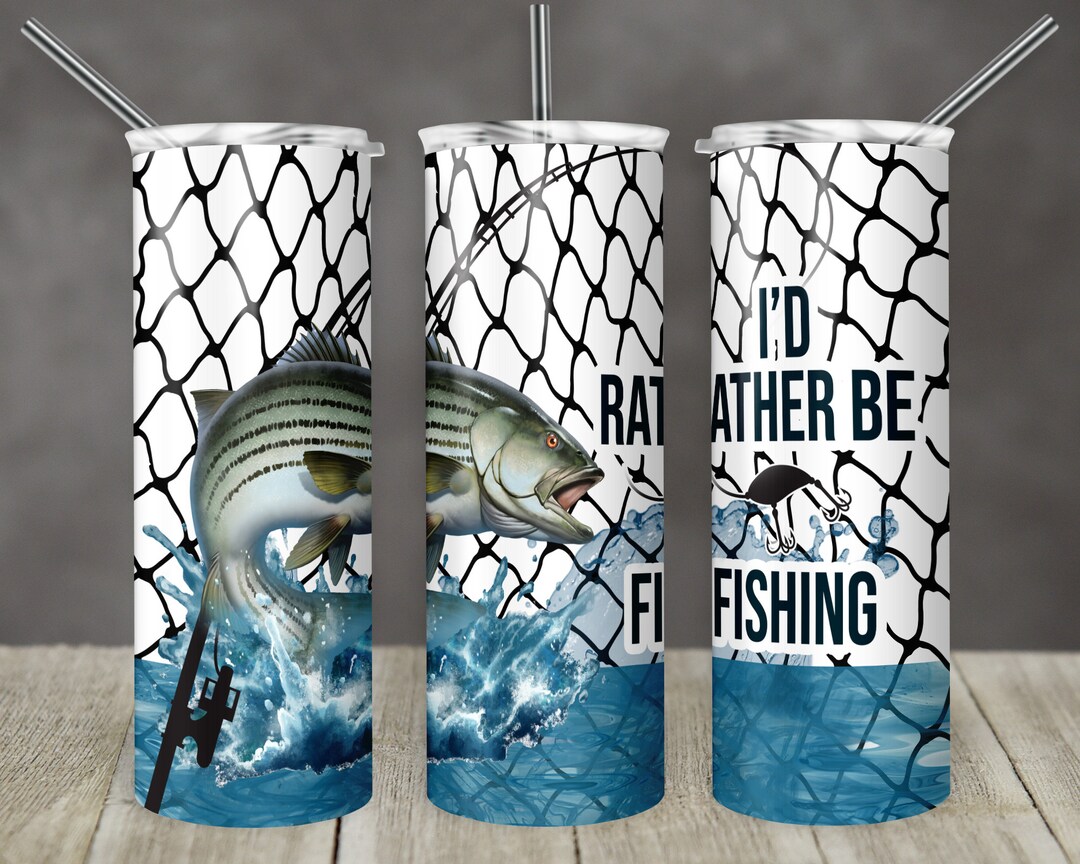 20 Oz Skinny Tumbler Striped Bass Striper Fishing Fisherman Id Rather ...