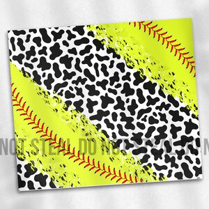 20 Oz Skinny Tumbler Sublimation Template Cow Print Softball Sports ...