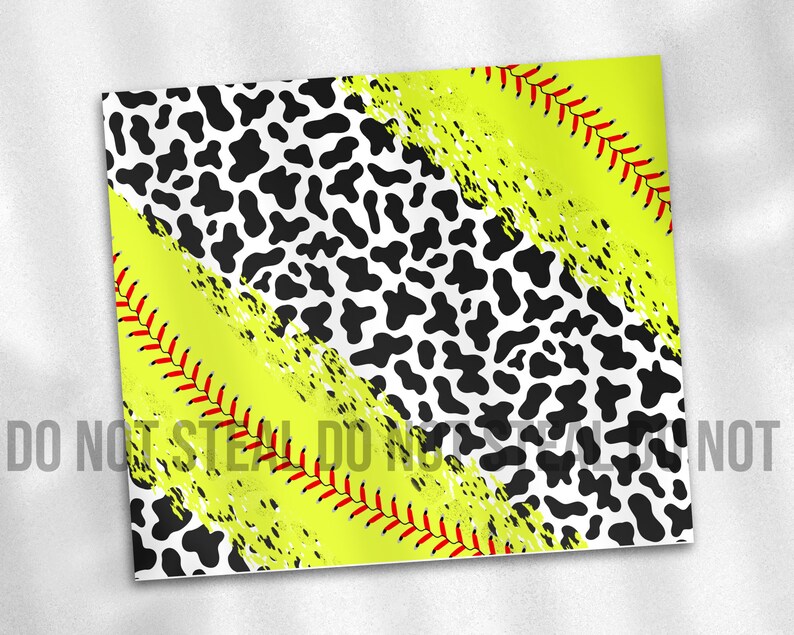 20 Oz Skinny Tumbler Sublimation Template Cow Print Softball - Etsy
