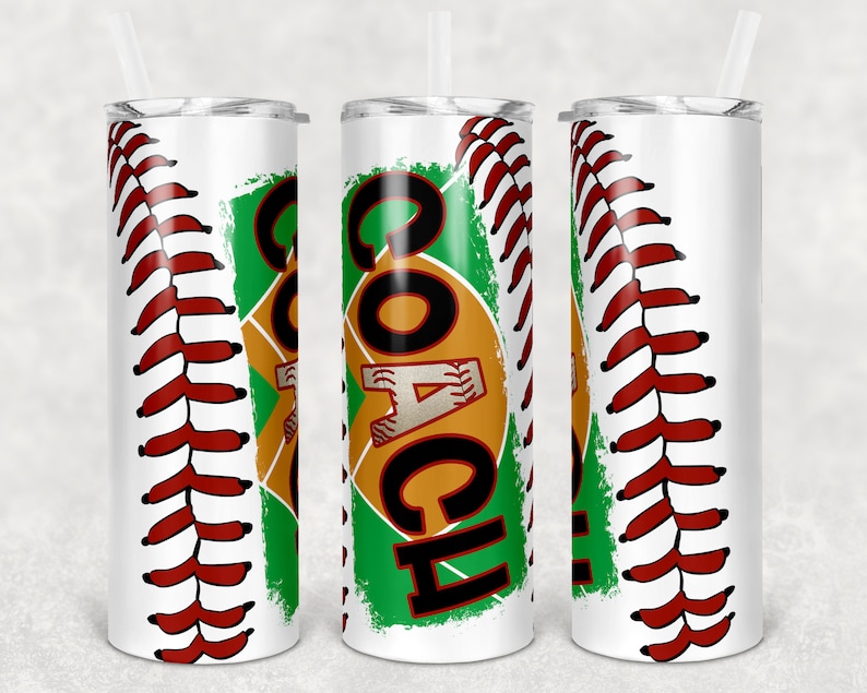 20 Oz Skinny Tumbler Baseball Coach Laces Sublimation Design Template ...