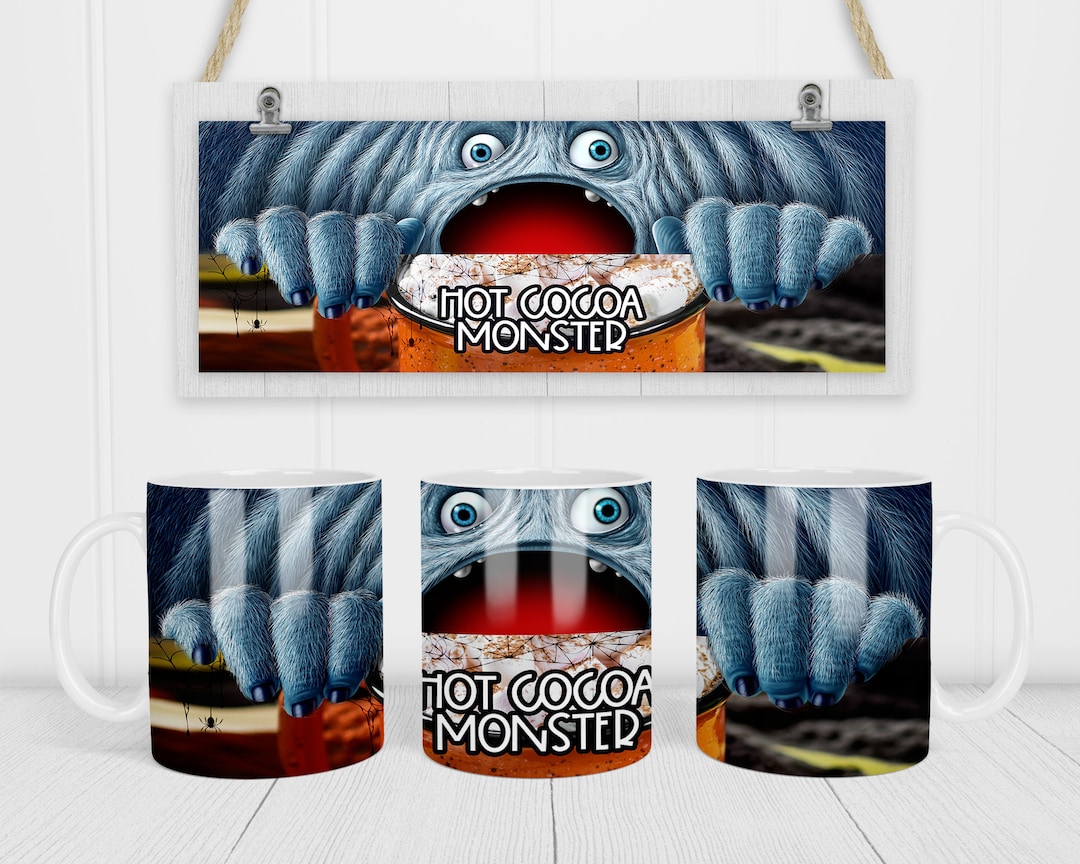 Sublimation Coffee Mug Hot Cocoa Monster Hot Chocolate Mug Personalize ...