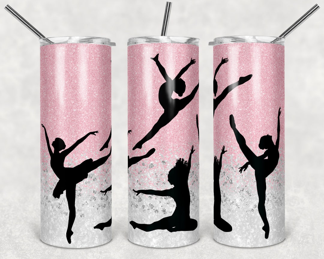 20 Oz Skinny Tumbler Pink Glitter Dance Dancing Dance Sublimation ...