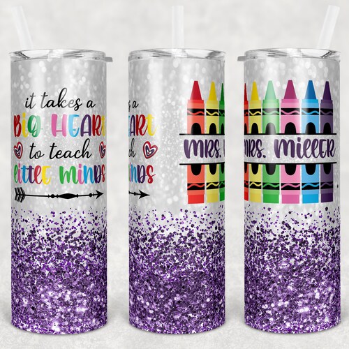 Rainbow Teacher 20oz Skinny Tumbler Design Big Heart to Teach - Etsy