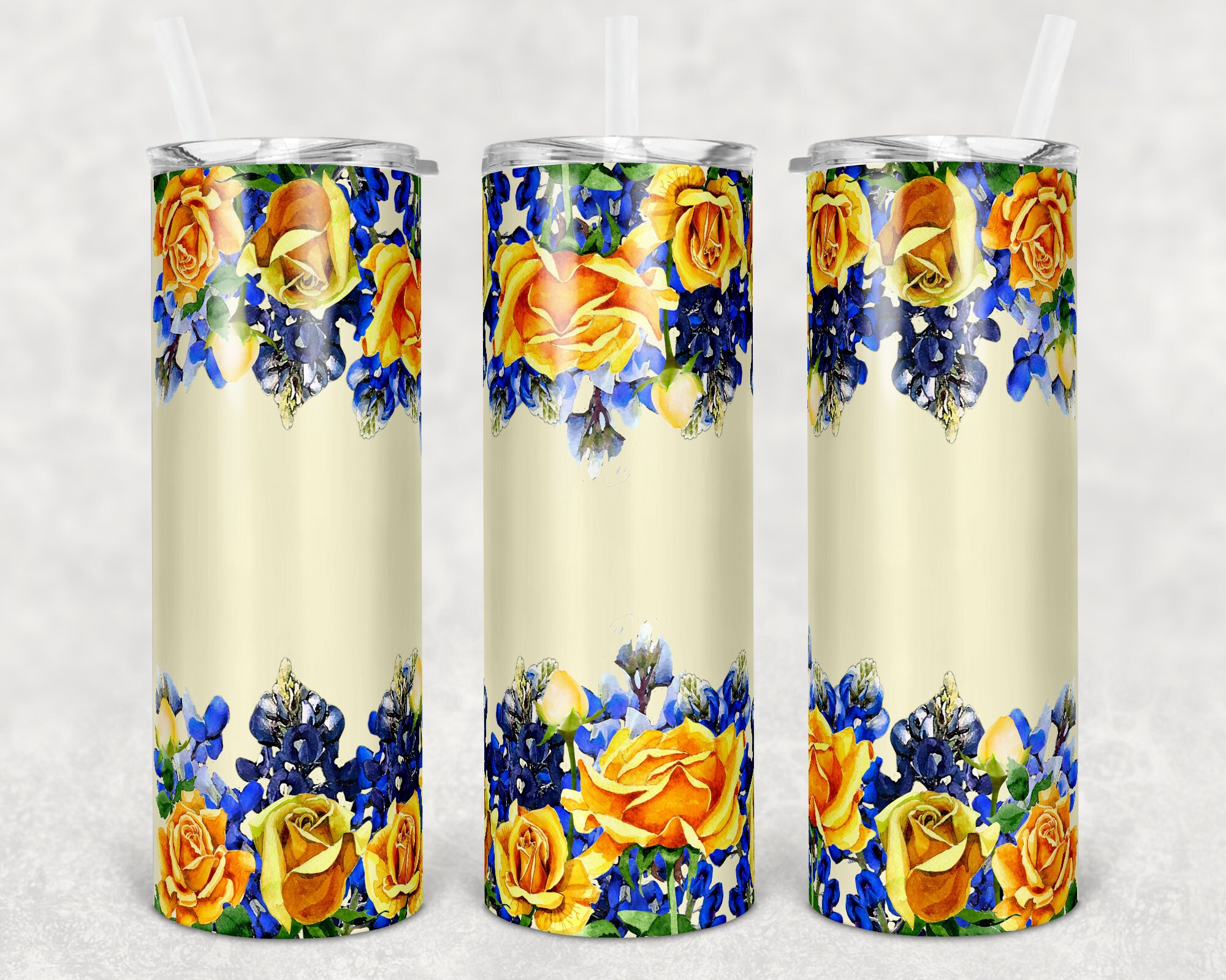 Floral Border Solid Color Background 12 Design BUNDLE 20 Oz - Etsy