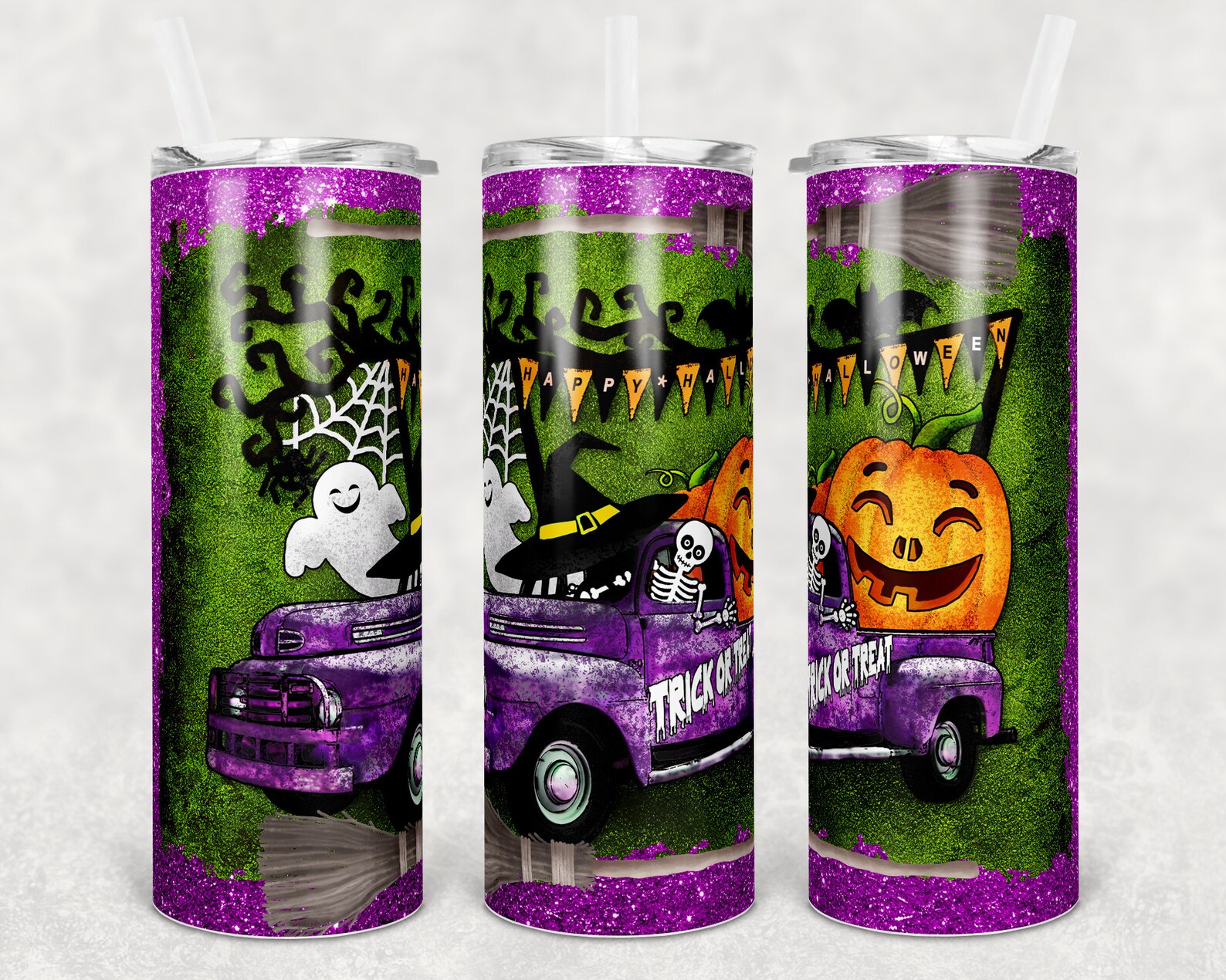 20-oz-skinny-tumbler-sublimation-design-halloween-truck-etsy