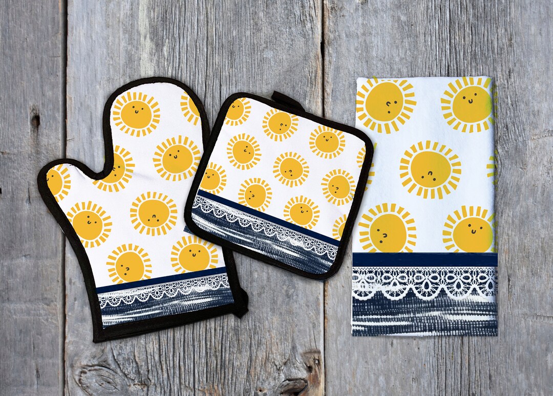 Sublimation Kitchen Set Designs Towel Oven Mitt and Pot Holder Digital ...