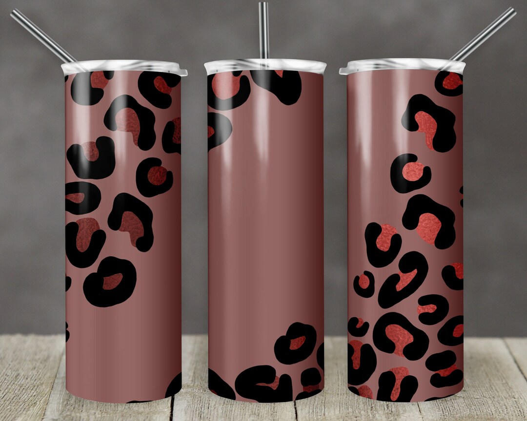 20 Oz Skinny Tumbler Leopard Red Coral Matte Color and Foil Sublimation ...