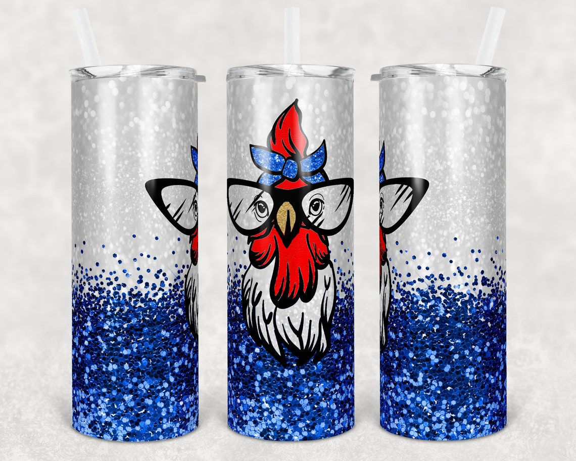 20 Oz Skinny Tumbler Snarky Chicken Cute Blue Glitter - Etsy