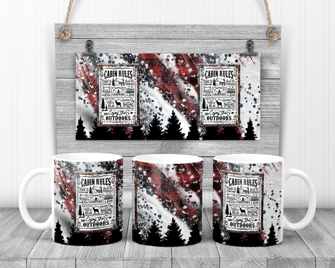 Sublimation Stainless Camp Cup Mug Milkyway Plaid Cabin Rules ...