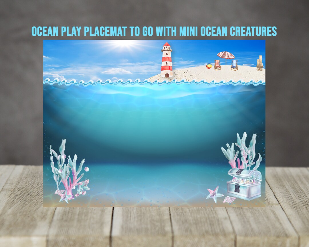 Ocean Beach Play Mat Sea Scene Sublimation Design for Placemats Mat or ...