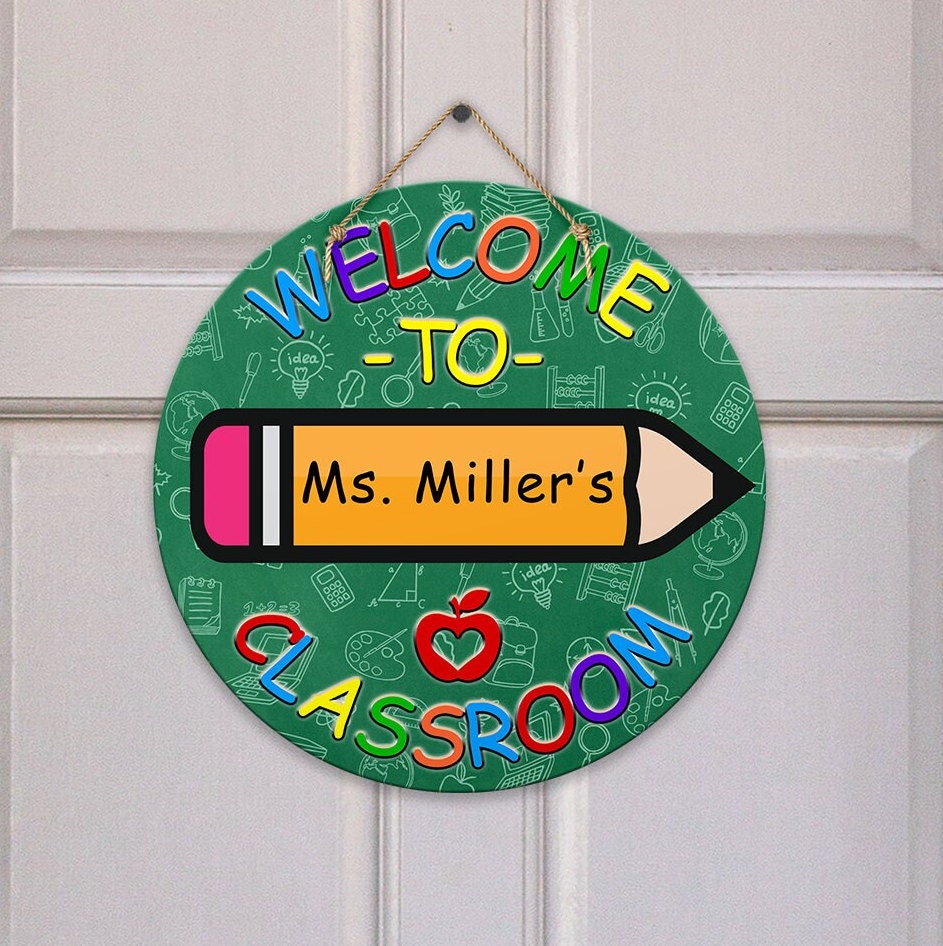 Teacher Round Door Hanger Design for School Classroom Sublimation ...