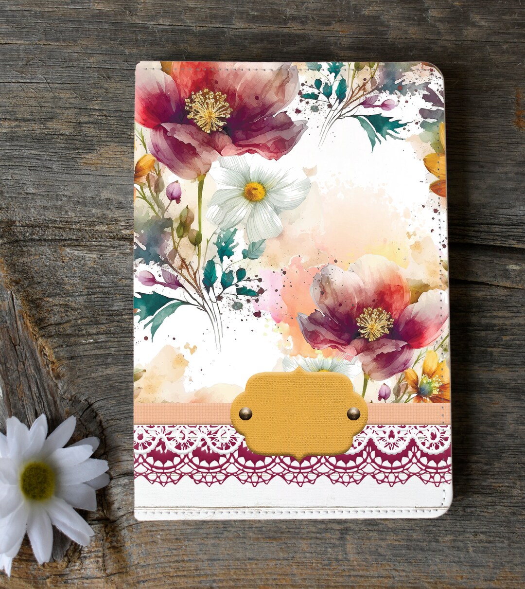 Journal Sublimation Design Template Floral Gold and Maroon for ...