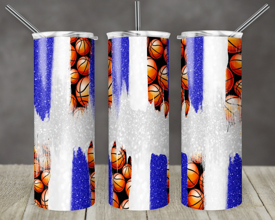 20 Oz Skinny Tumbler Sublimation Design Template Glitter Brush Royal ...