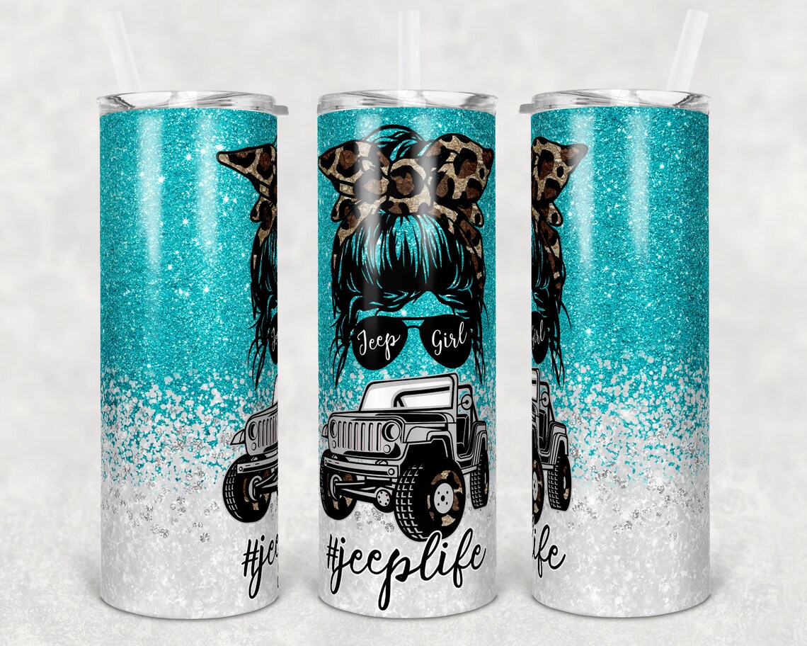 20 Oz Skinny Tumbler Sublimation Design Template Messy Bun Etsy