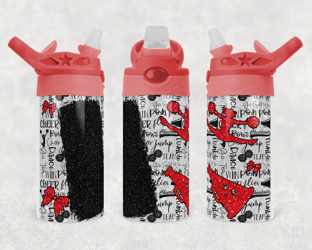 Flip Top Kids Sippy Cup Cheer Blank for Name Glitter Red Black ...