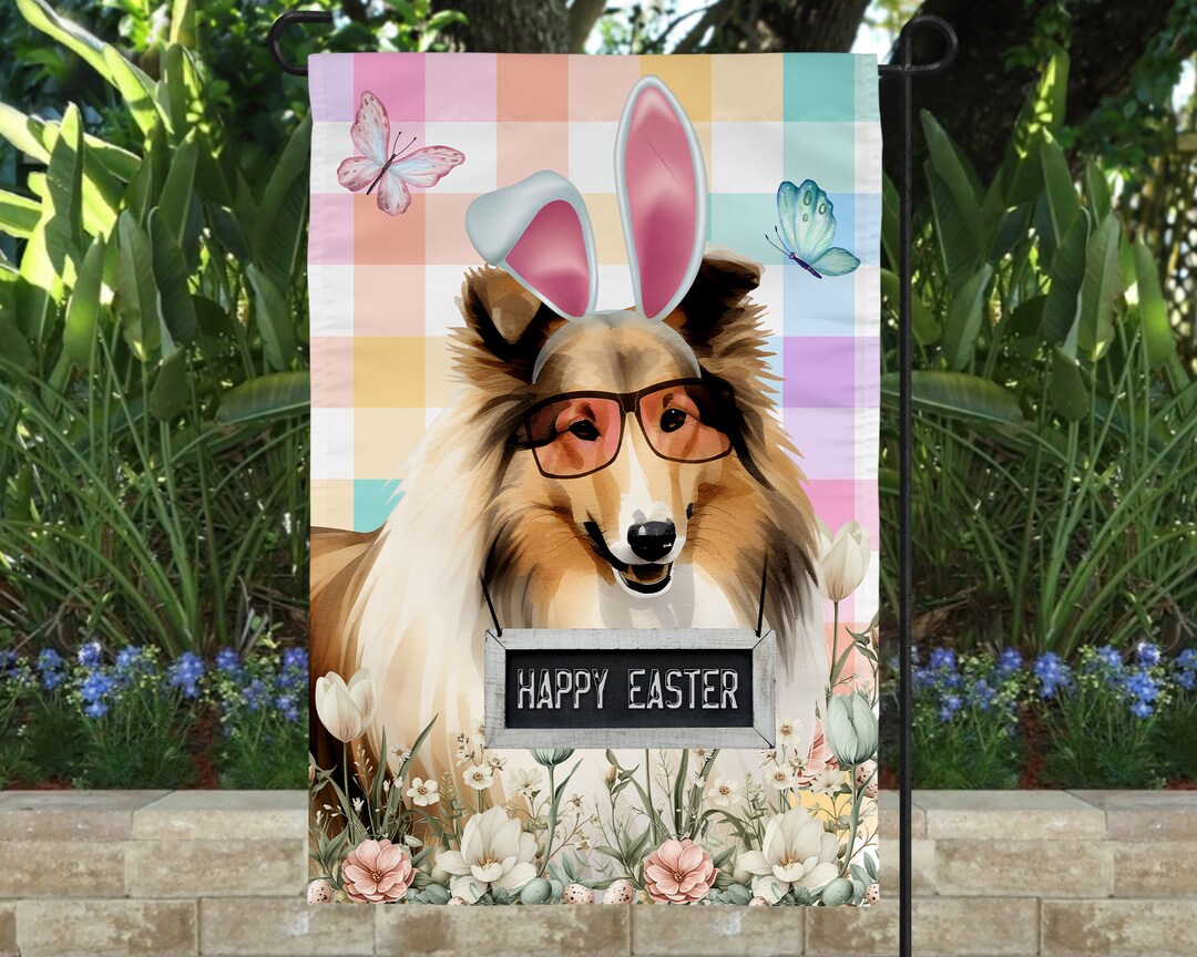Easter Plaid Dog Happy Easter Garden Flag PNG 12 X 18 Sublimation Flags ...