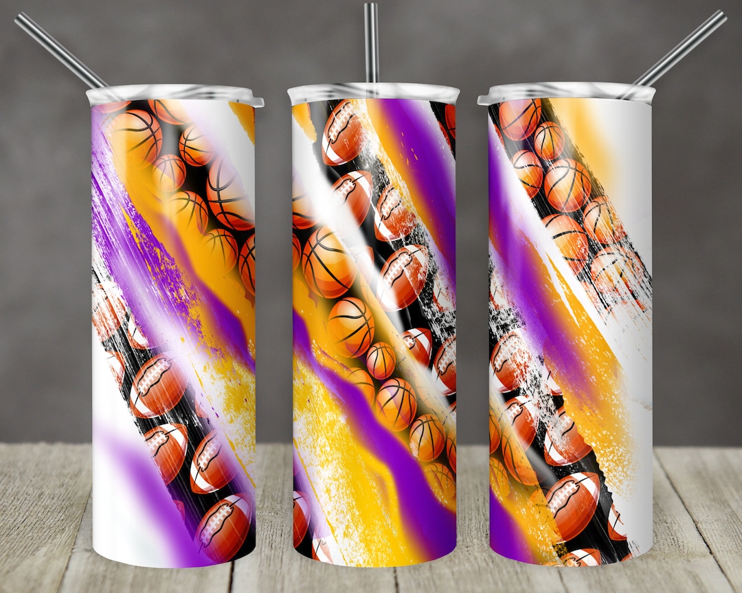 20 Oz Skinny Tumbler Sublimation Template Solid Football Basketball ...