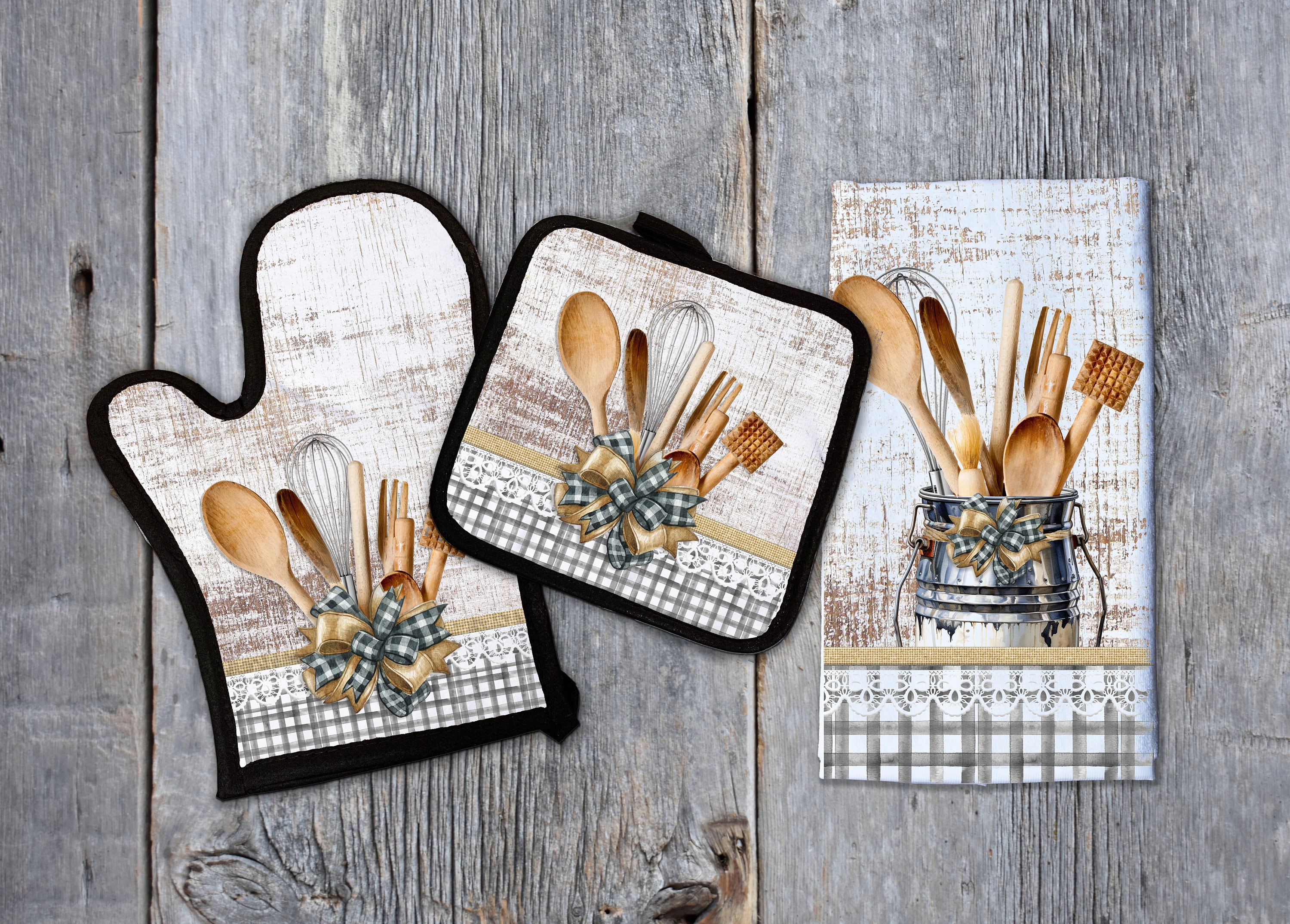 Sublimation Kitchen Set Designs Towel Oven Mitt and Pot Holder Design ...