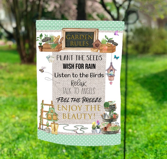 Garden Flag Garden Rules Design Personalize by Adding Your Own - Etsy