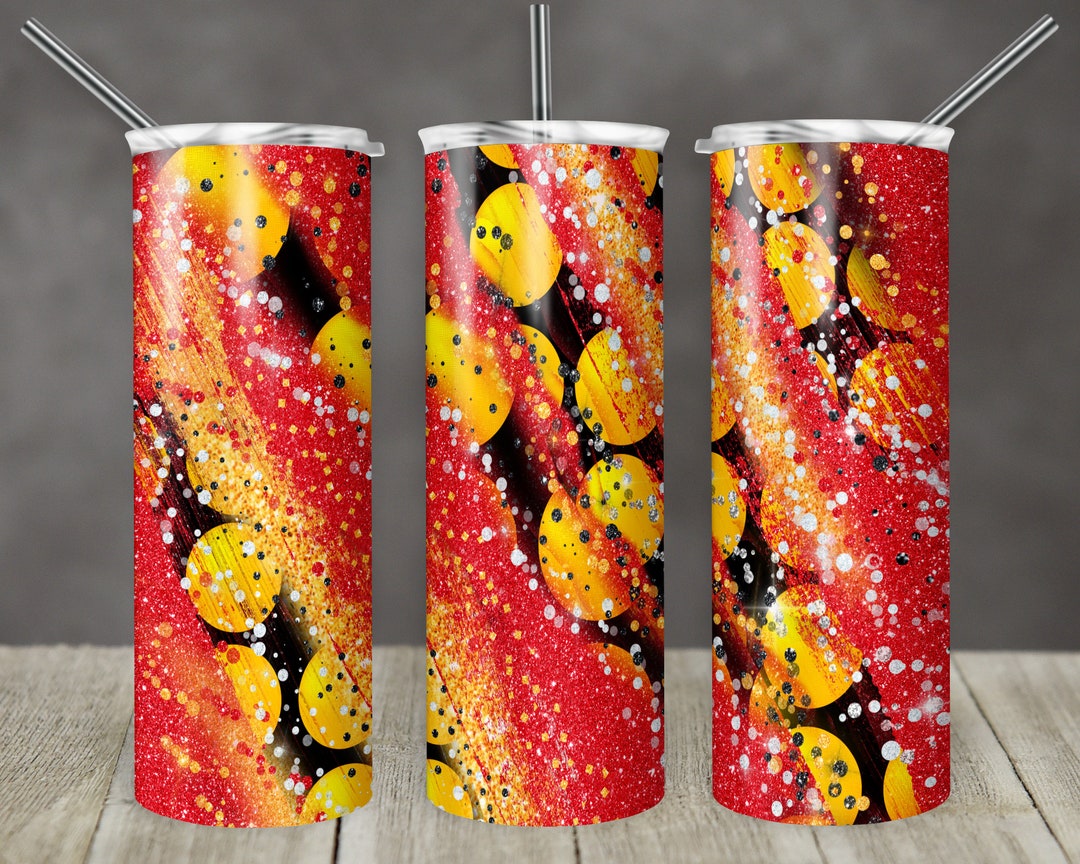 20 Oz Skinny Tumbler Sublimation Template Milky Way Kickball Red Gold ...