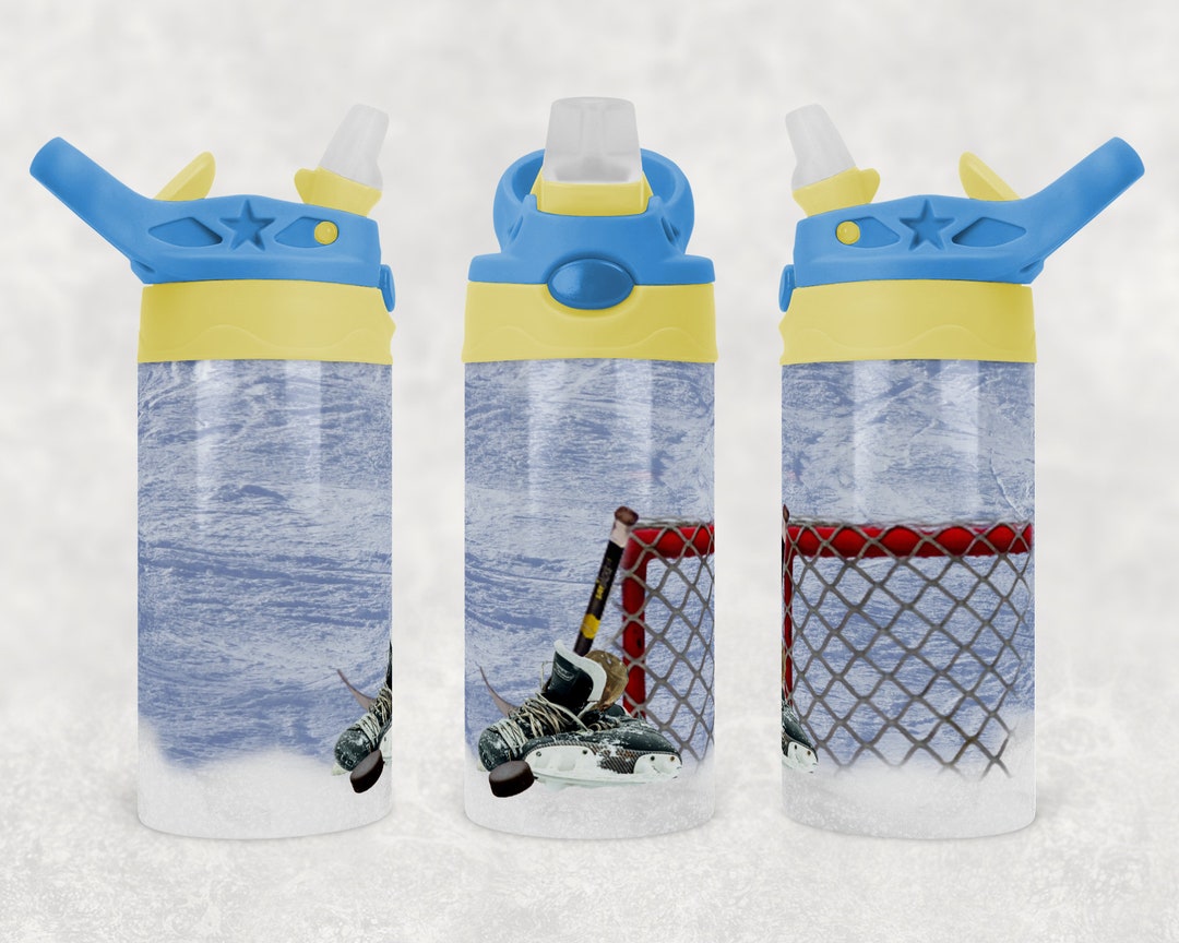 Kids Water Bottles Sublimation Design Template Hockey Rink Add A Name ...