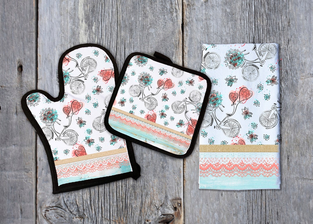 Sublimation Kitchen Set Designs Towel Oven Mitt and Pot Holder Design ...