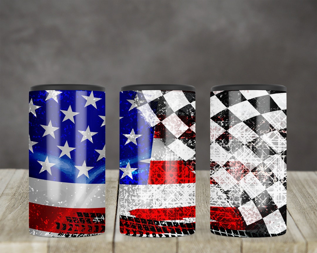 Sublimation Regular 4 in 1 Can Cooler Design Flag Racing Checkered Flag ...