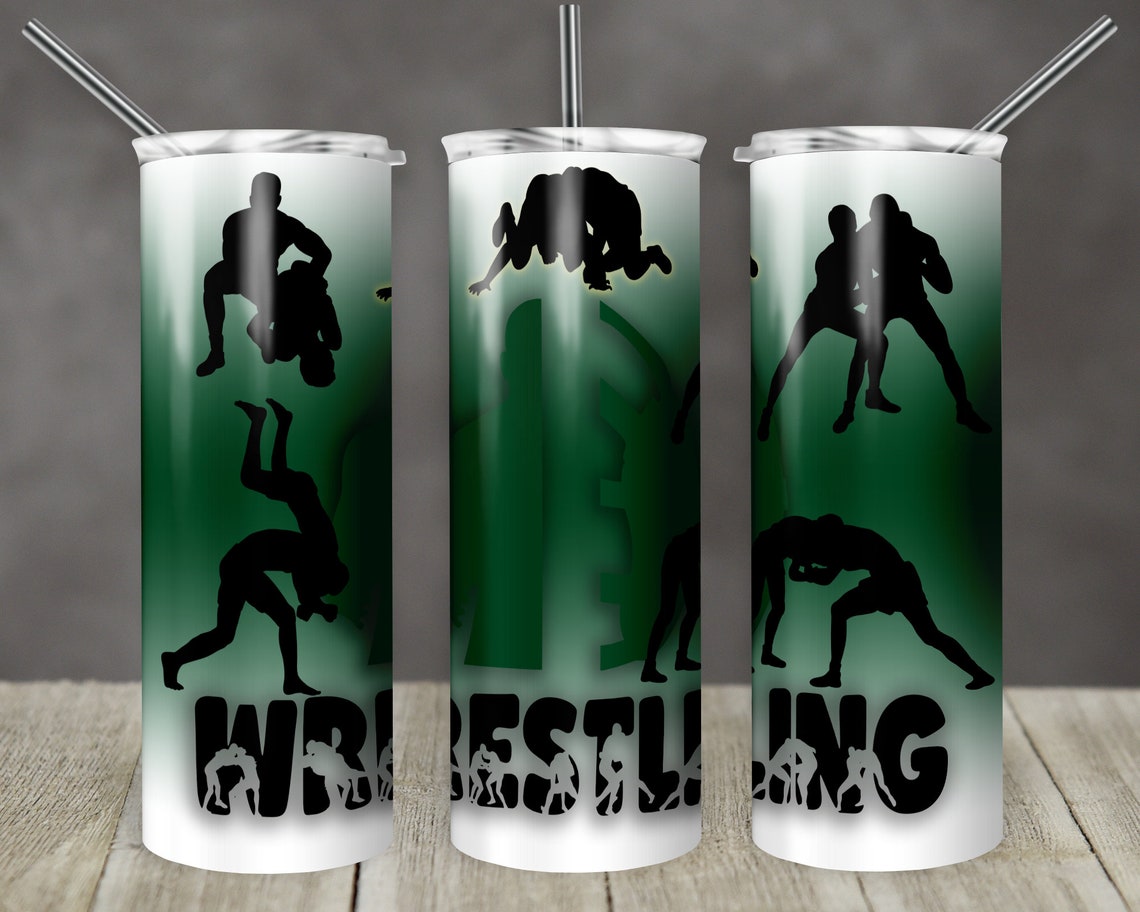 20 Oz Skinny Tumbler Monogram Wrestling Image Sublimation Design ...