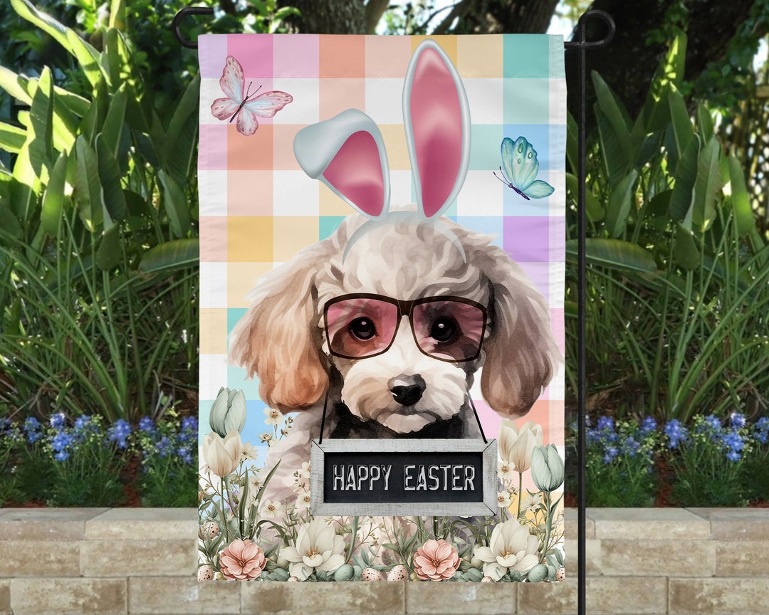 Easter Plaid Dog Happy Easter Garden Flag PNG 12 X 18 Sublimation Flags ...