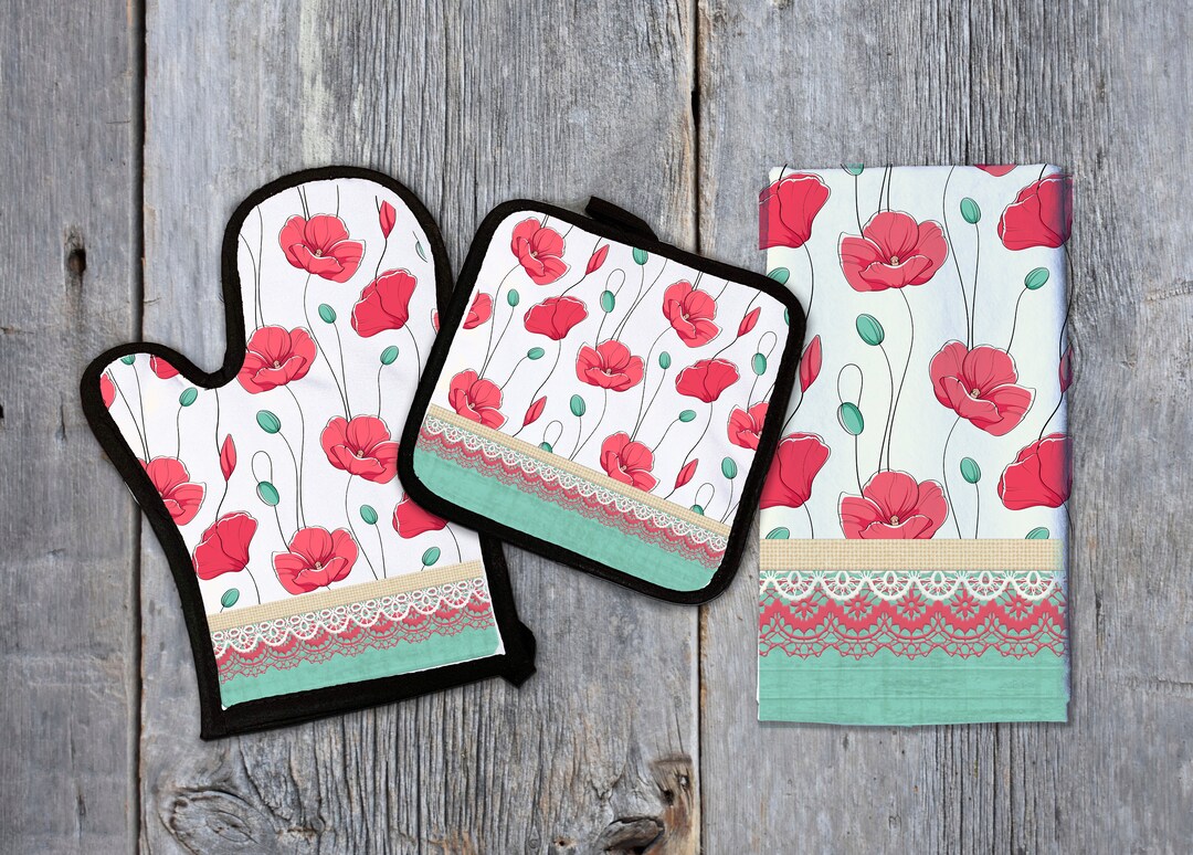Sublimation Kitchen Set Designs Towel Oven Mitt and Pot Holder Design ...