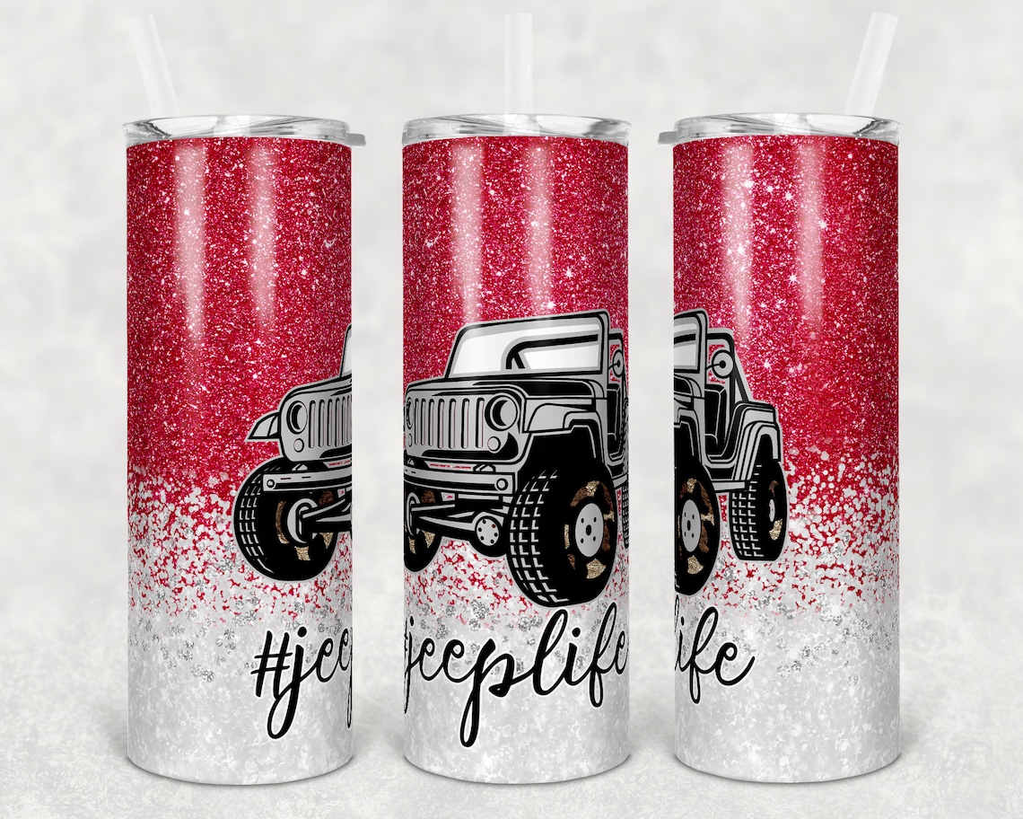 20 Oz Skinny Tumbler Sublimation Design Template Red Jeepgirl Etsy