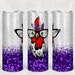 20 Oz Skinny Tumbler Snarky Chicken Cute Purple Glitter Sublimation ...