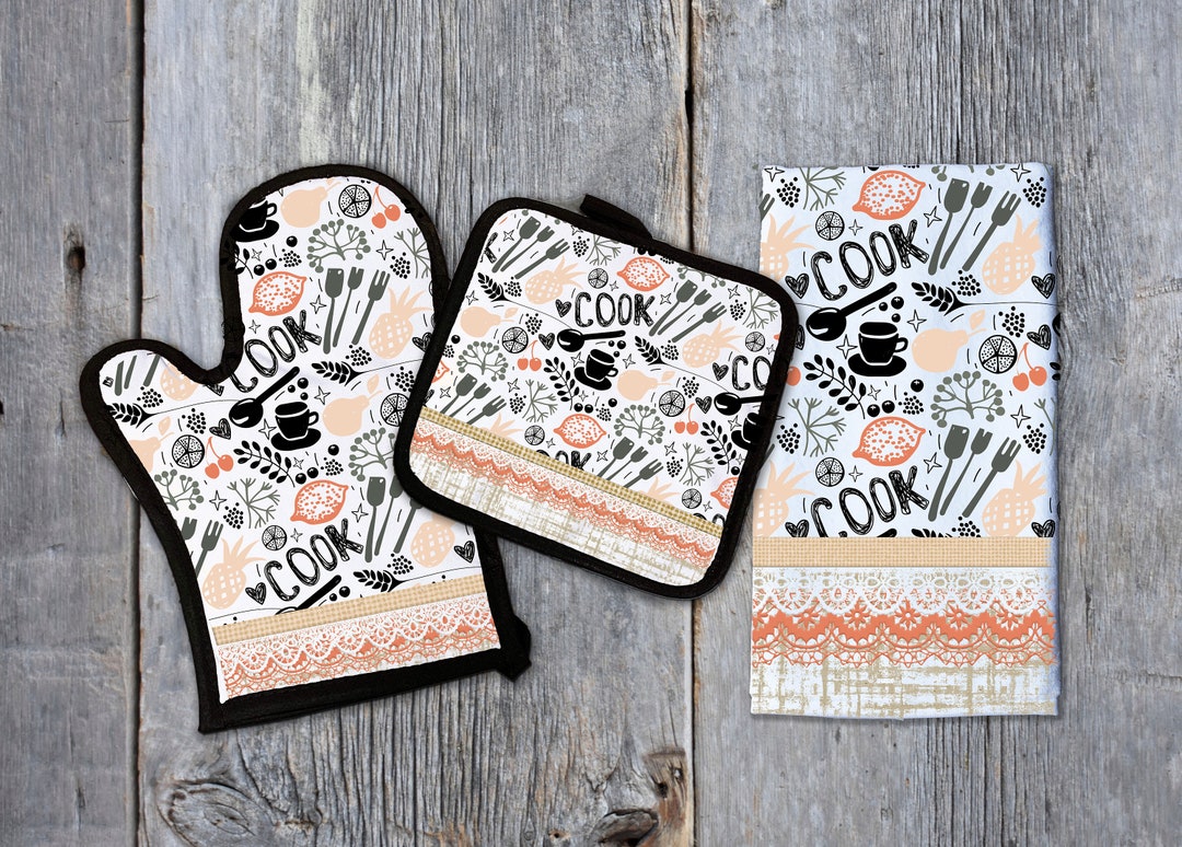 Sublimation Kitchen Set Designs Towel Oven Mitt and Pot Holder Design ...