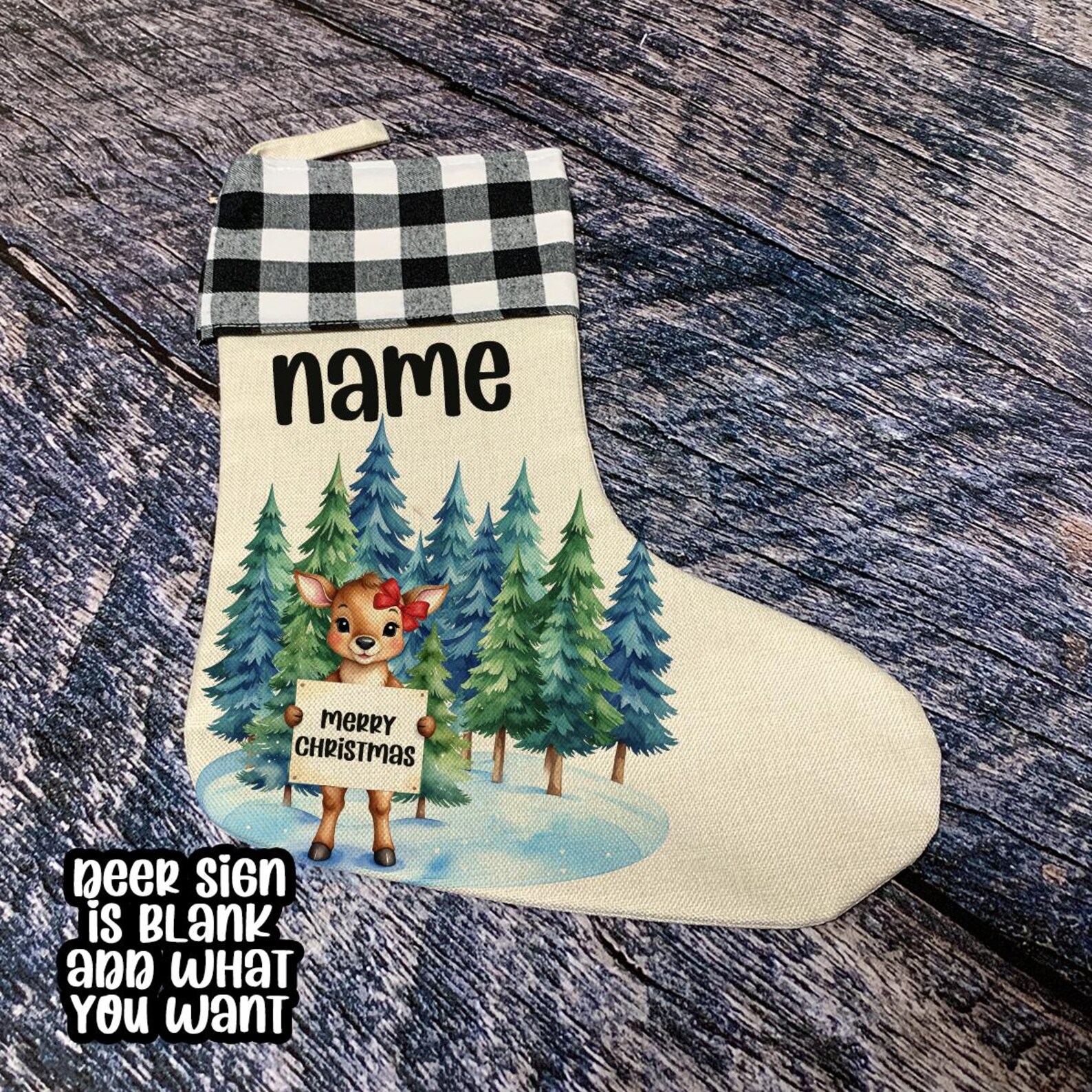 Sublimation Design for Stockings Girl Cute Watercolor Deer Add ...