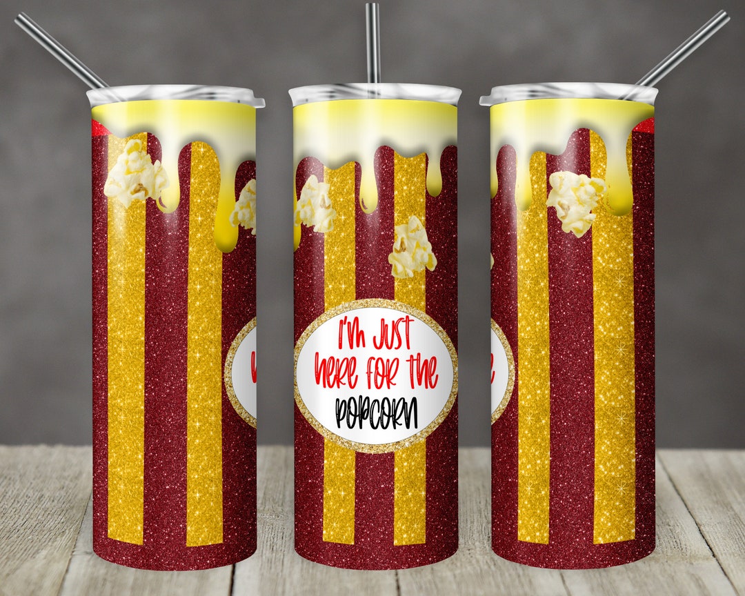 20 Oz Skinny Tumbler Sublimation Popcorn Bucket Glitter Stripe Plain ...