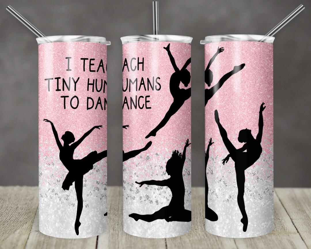 20 Oz Skinny Tumbler Pink Glitter Dance Dancing Dance Sublimation ...
