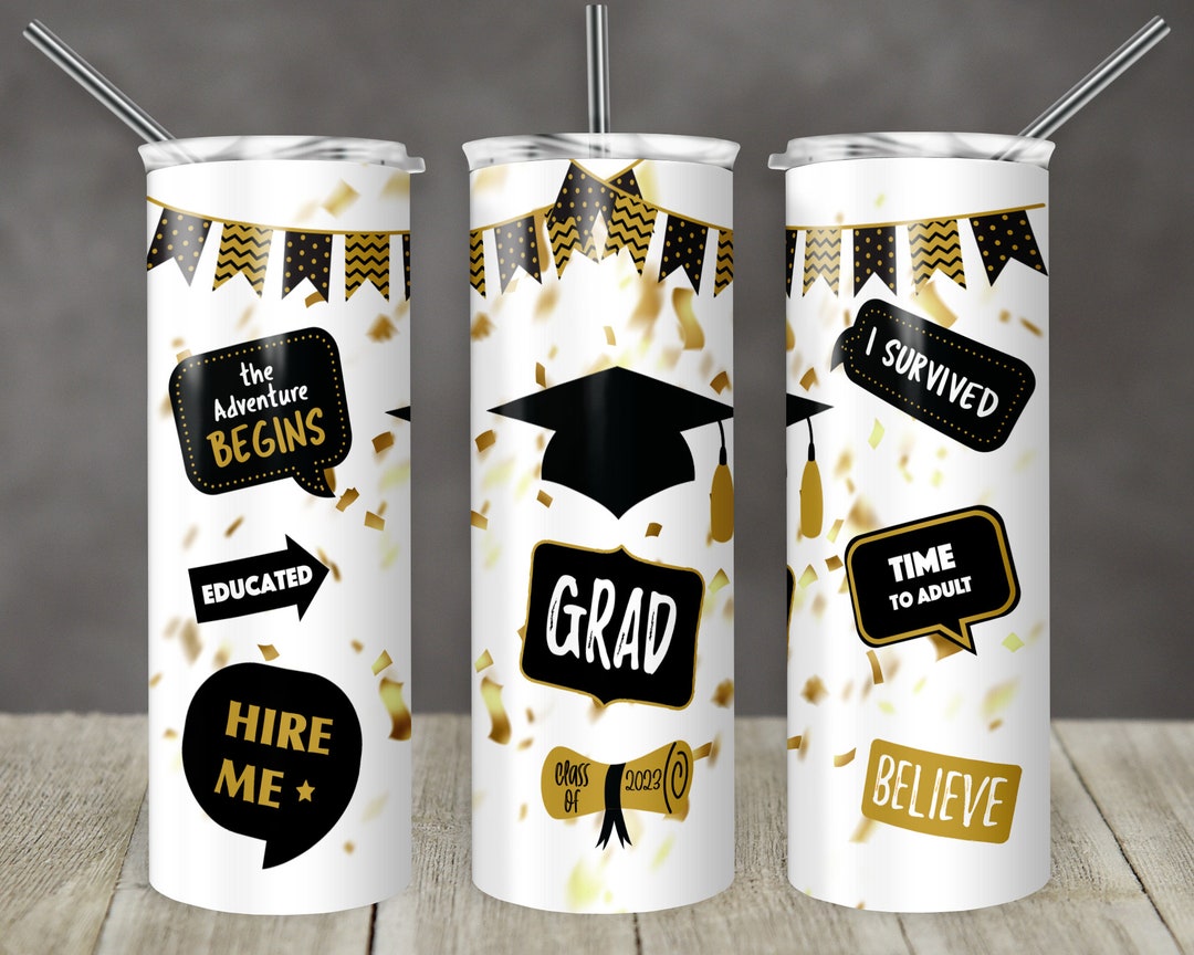 20 Oz Skinny Tumbler Graduation Senior 2023 Class of Grad Sticker Style ...