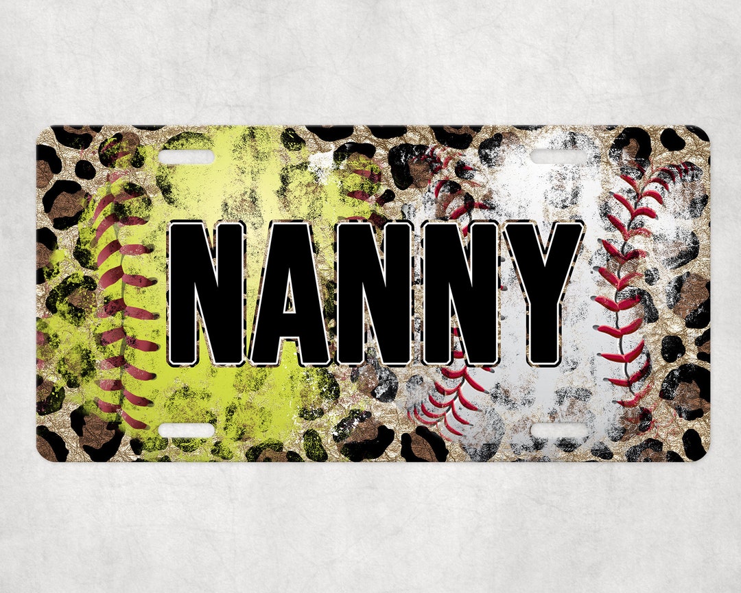 Sublimation License Plate Sports Nanny Softball Baseball Leopard 12 X 6 ...
