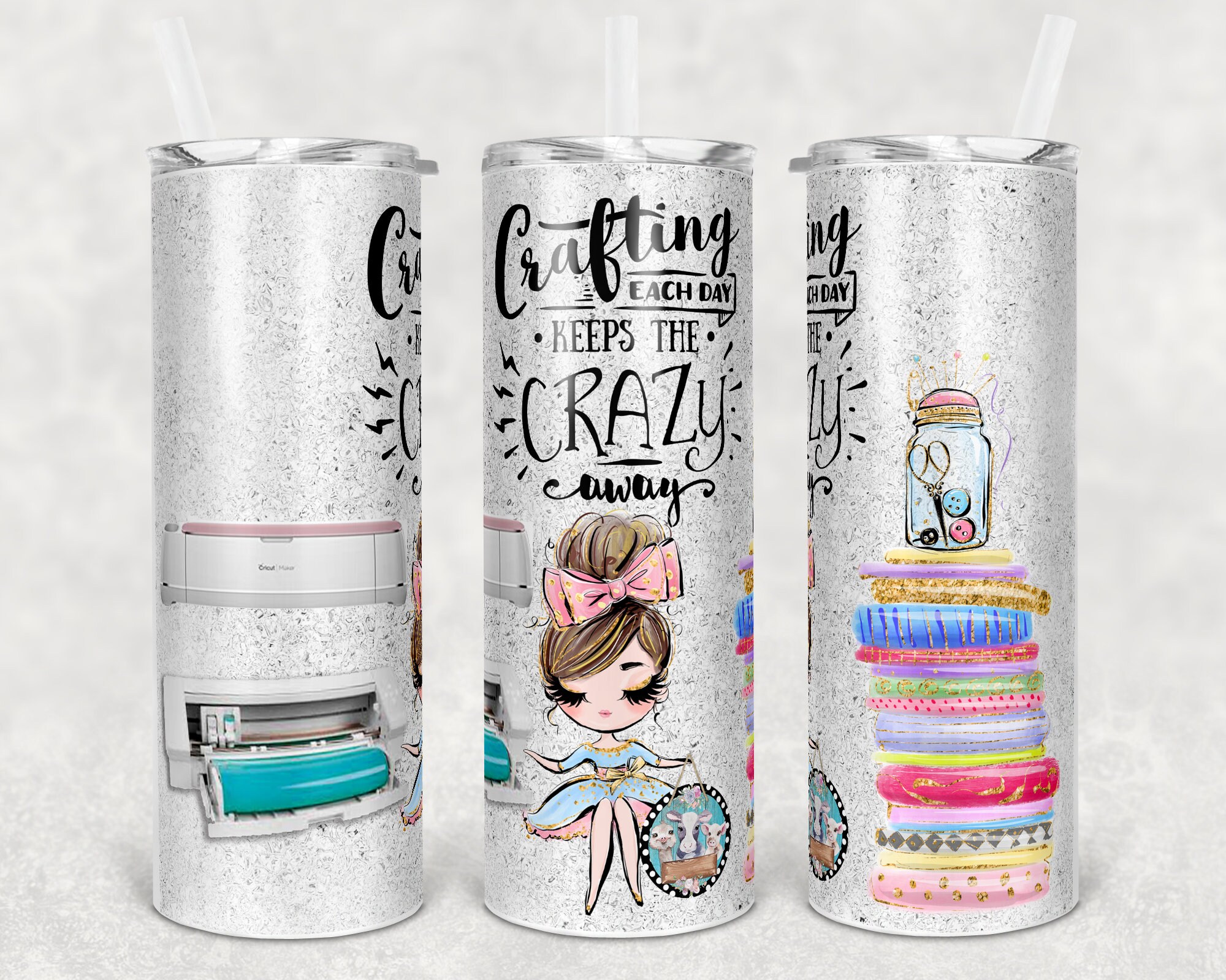 Crafting Each Day Keeps the Crazy Away Tumbler - Etsy