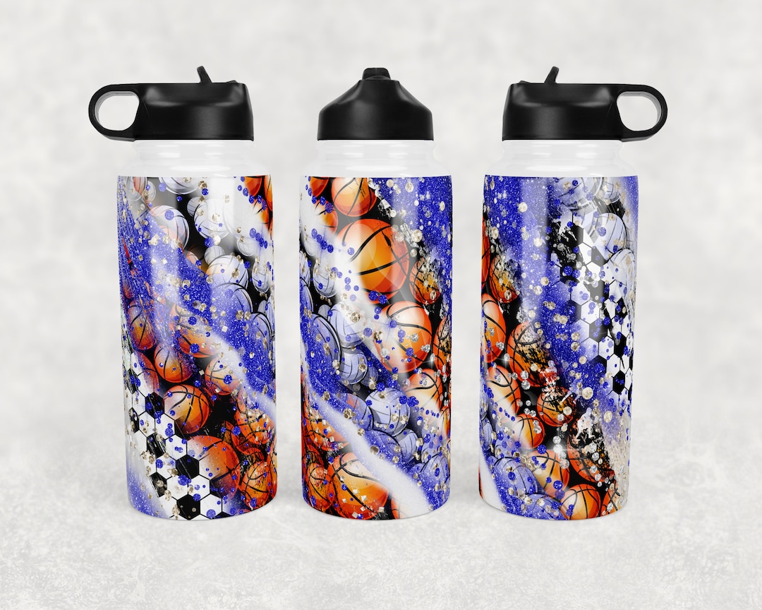 Water Bottle Sublimation Design Template Glitter Mixed Sports Royal ...