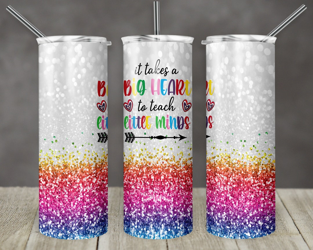 20 Oz Skinny Tumbler Rainbow Glitter Teacher Tumbler With Quote ...