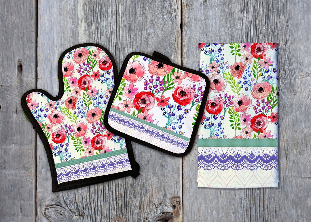 Sublimation Kitchen Set Designs Towel Oven Mitt and Pot Holder Design ...