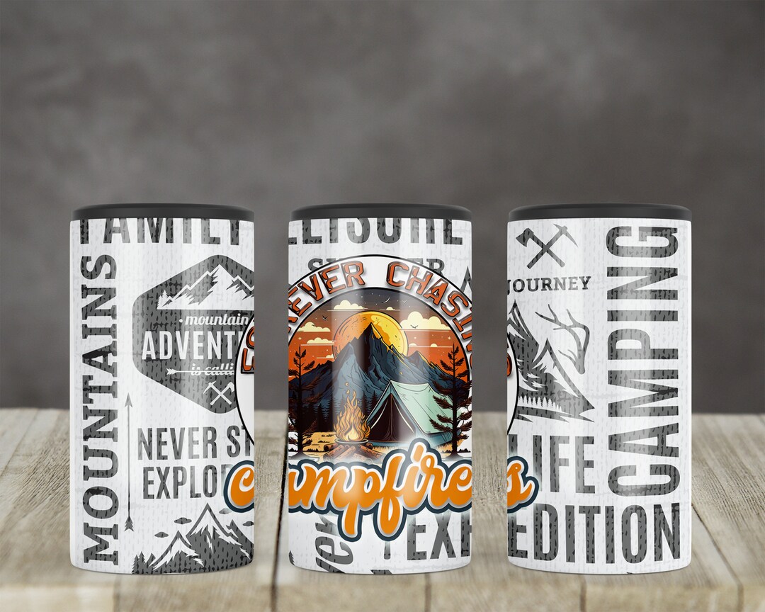 Sublimation Regular 4 in 1 Can Cooler Design Forever Chasing Campfires ...