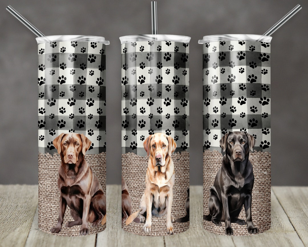 20 Oz Skinny Tumbler Sublimation Three Labrador Dogs Burlap Dog Print ...
