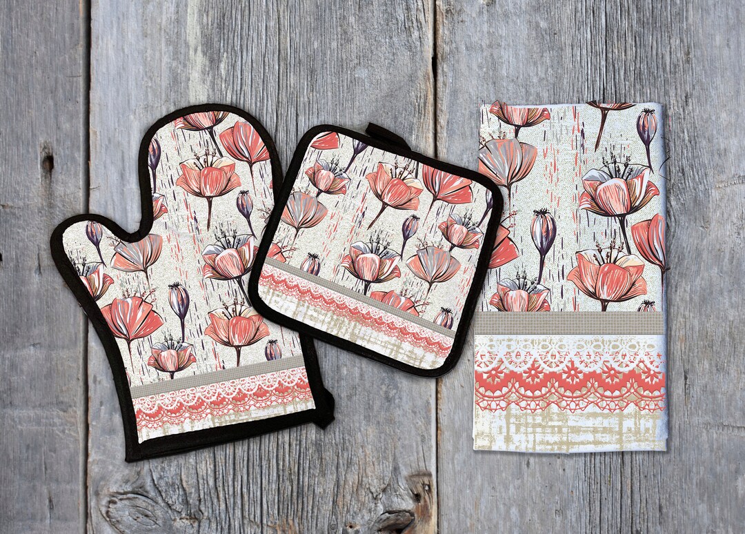 Sublimation Kitchen Set Designs Towel Oven Mitt and Pot Holder Design ...