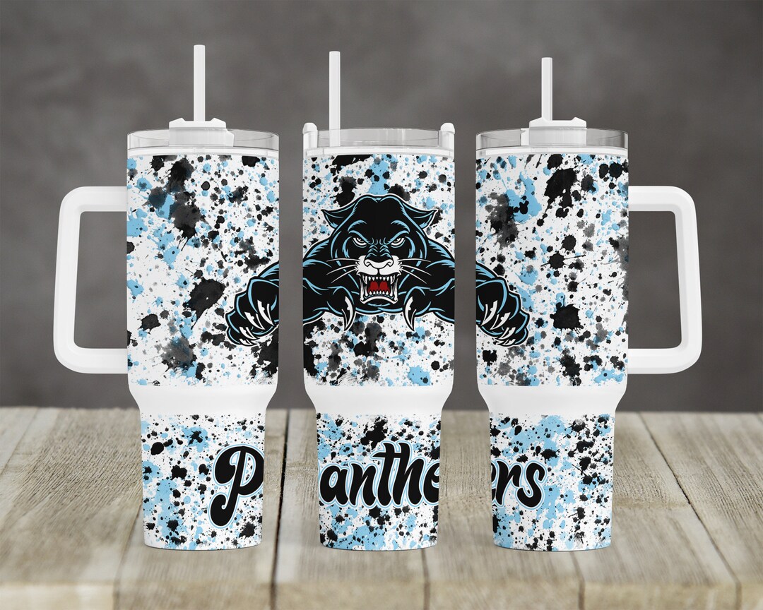 Powerwash Splatter School Panthers Baby Blue Black Mascot Design 40 Oz ...
